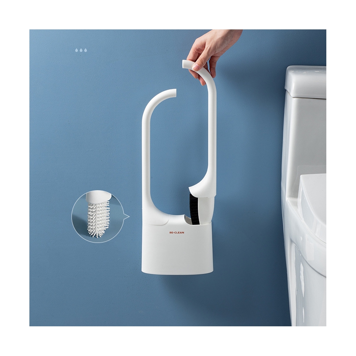 New Wall Mounted Toilet Brush No Need To Punch High Silicone Material ...