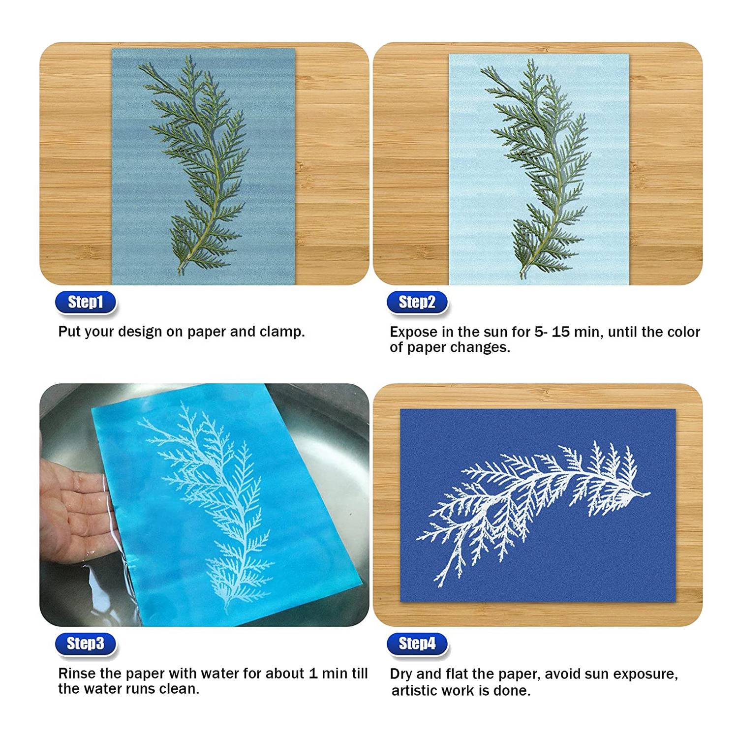 Cyanotype Paper, 30 Pcs A5 Sun Print Paper Kit, High Sensitivity Sun ...
