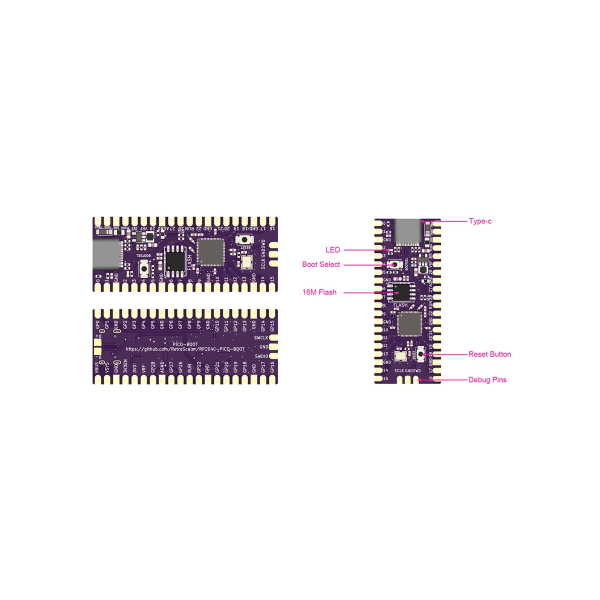 PicoBoot Replacement for Pico Board Replacement Modchip RP2040 USB TYPE ...