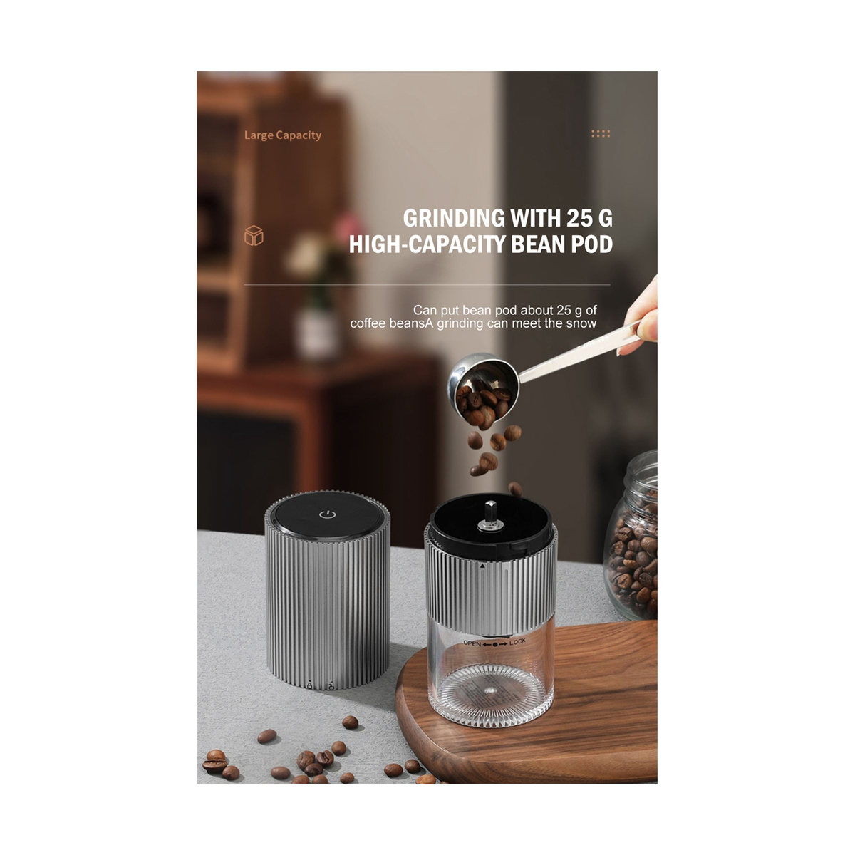 Portable Electric Coffee Bean Grinder TYPE-C USB Charge Grinder Machine ...