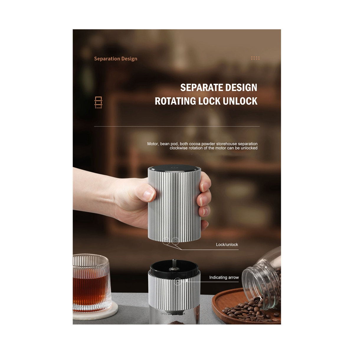 Portable Electric Coffee Bean Grinder TYPE-C USB Charge Grinder Machine ...