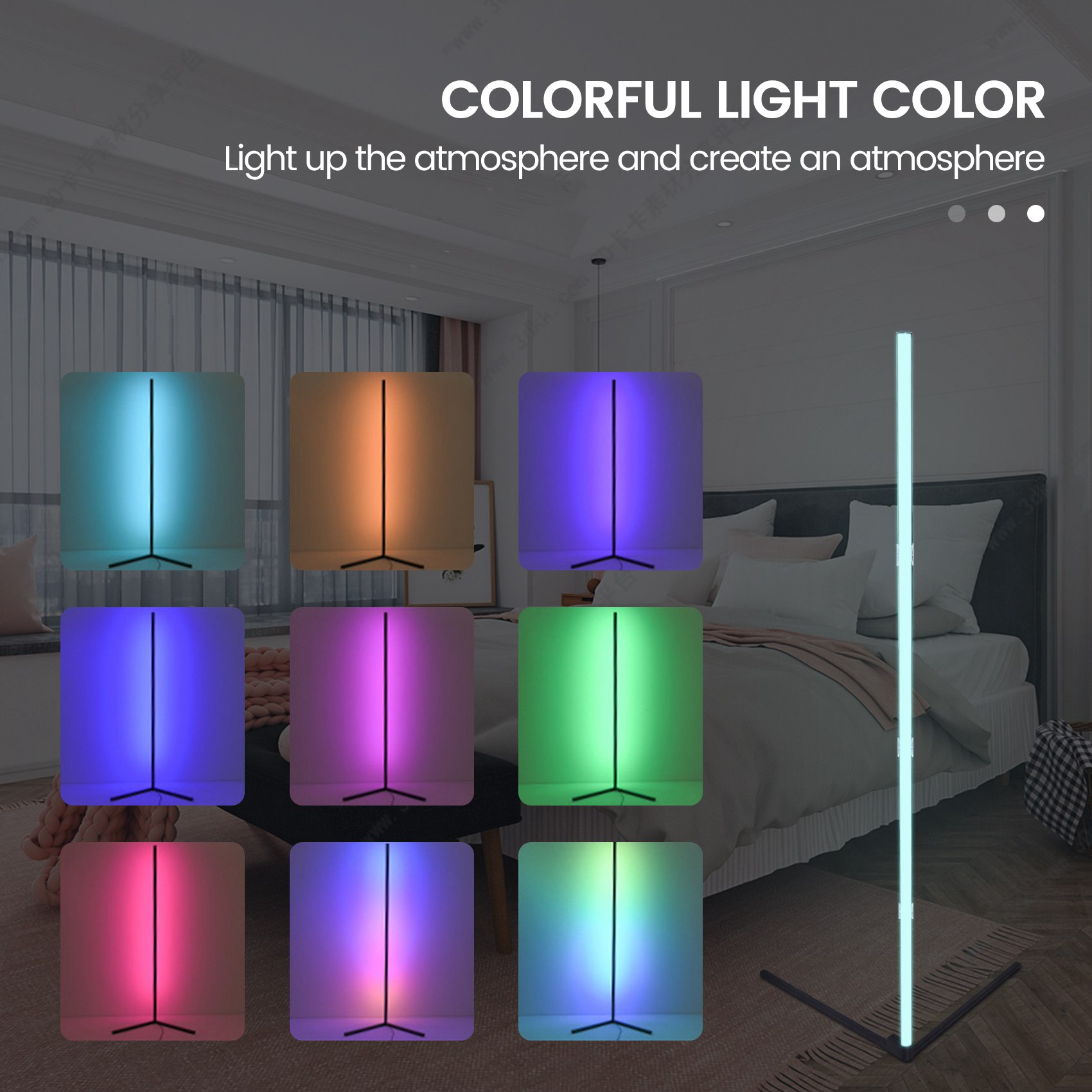 Home Led Floor Lamp,RGB Mood Color Lighting Corner Lamp,With Bluetooth ...
