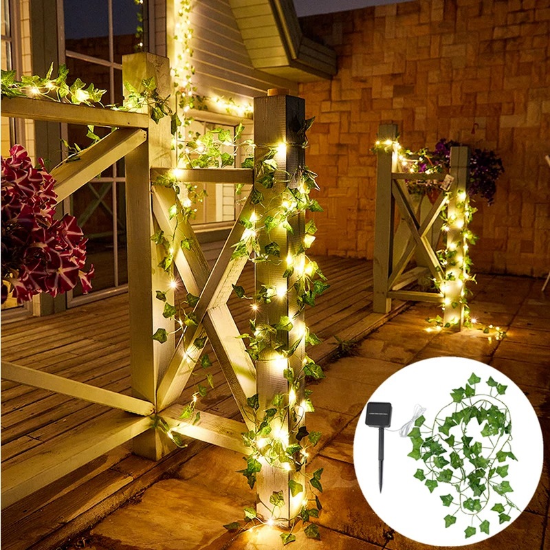 Solar Lights Maple Leaf Fairy Lights Waterproof Outdoor Garland Solar ...