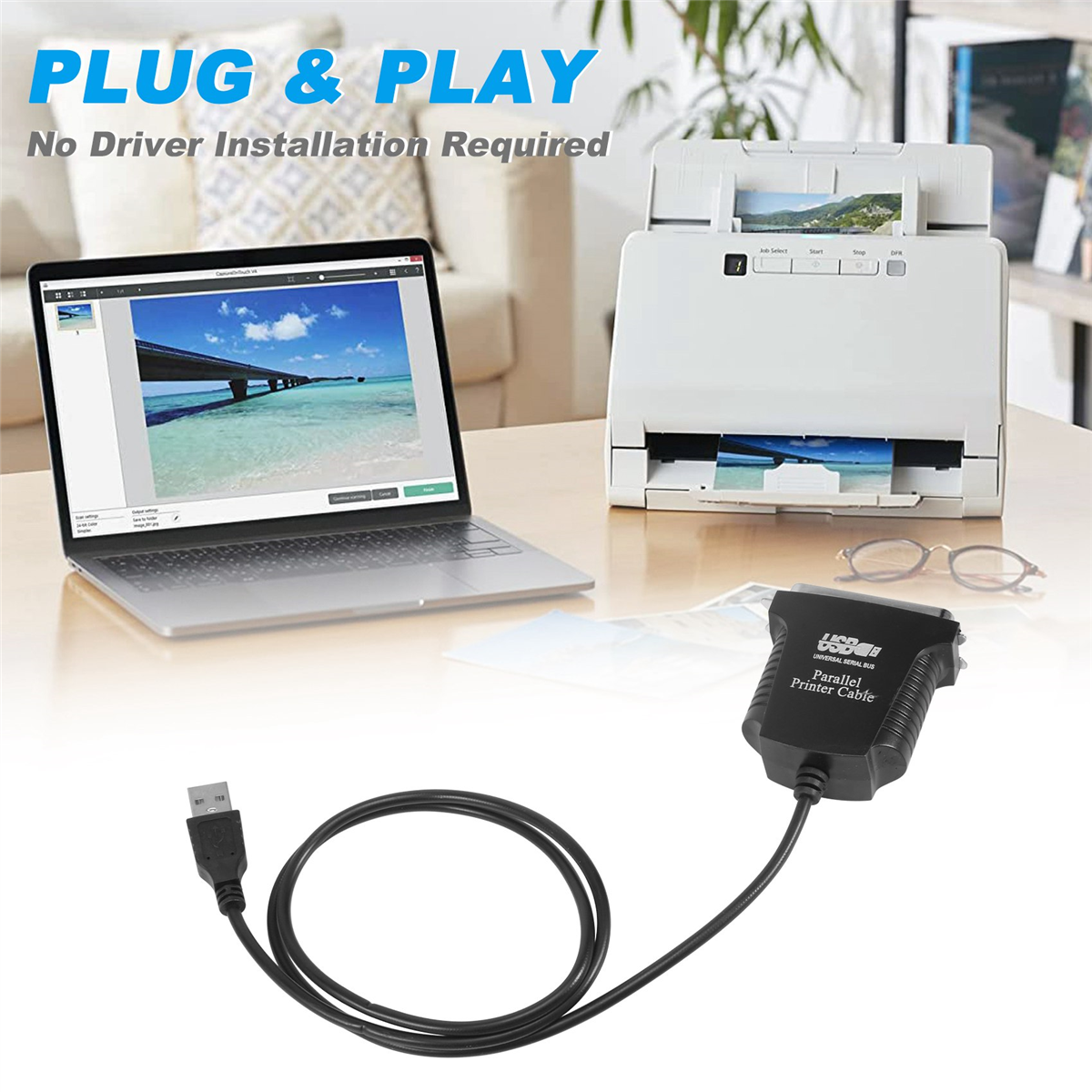 USB → printer parallel port 36pin male conversion cable Black ...