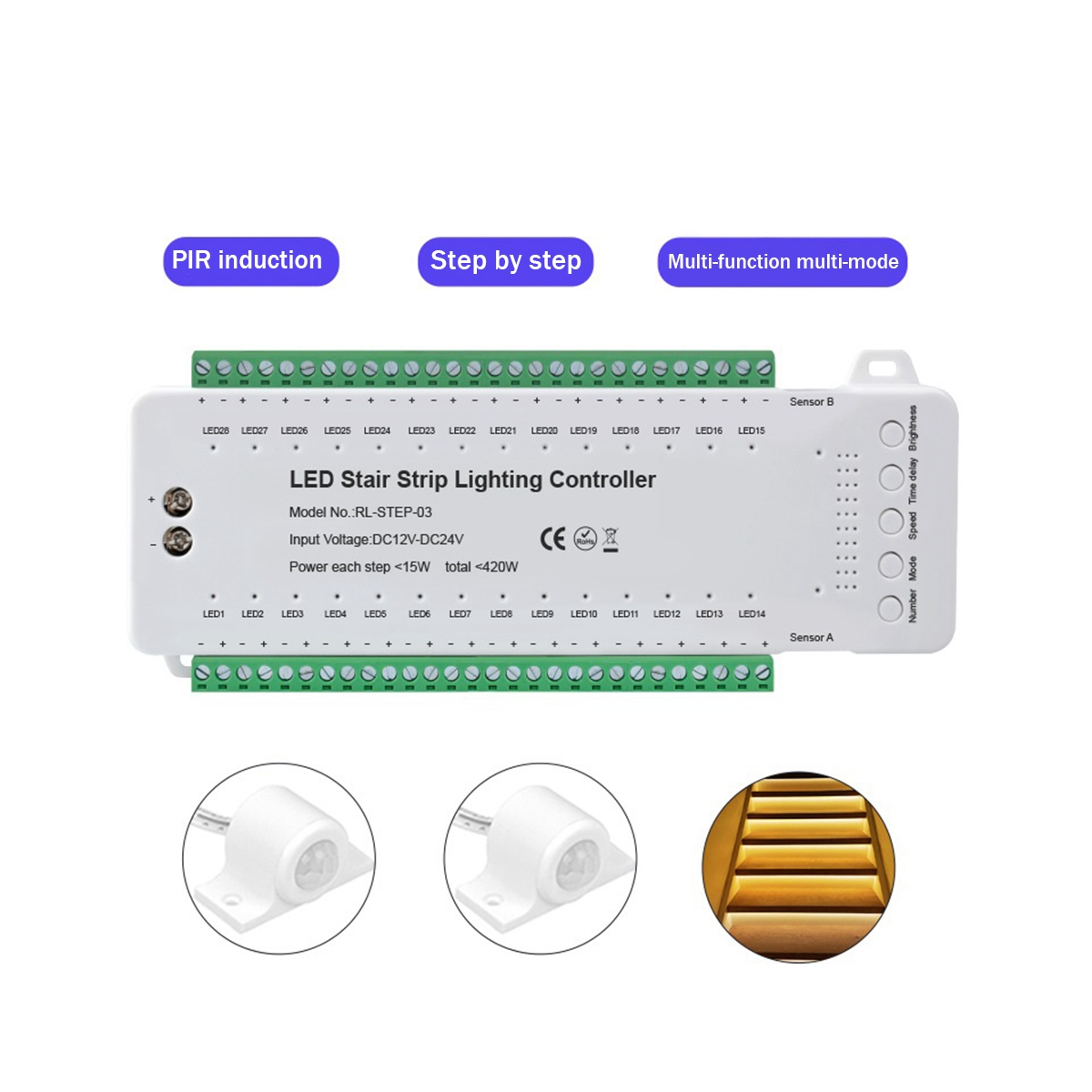 Stair LED Motion Sensor Controller Smart Stair Induction Controller LED ...