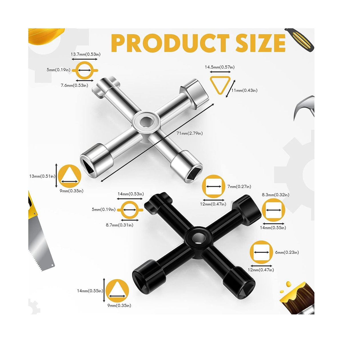 4 Way Sillcock Key Water Key Set,1/4In,9/32In,5/16In,11/32In Sillcock ...