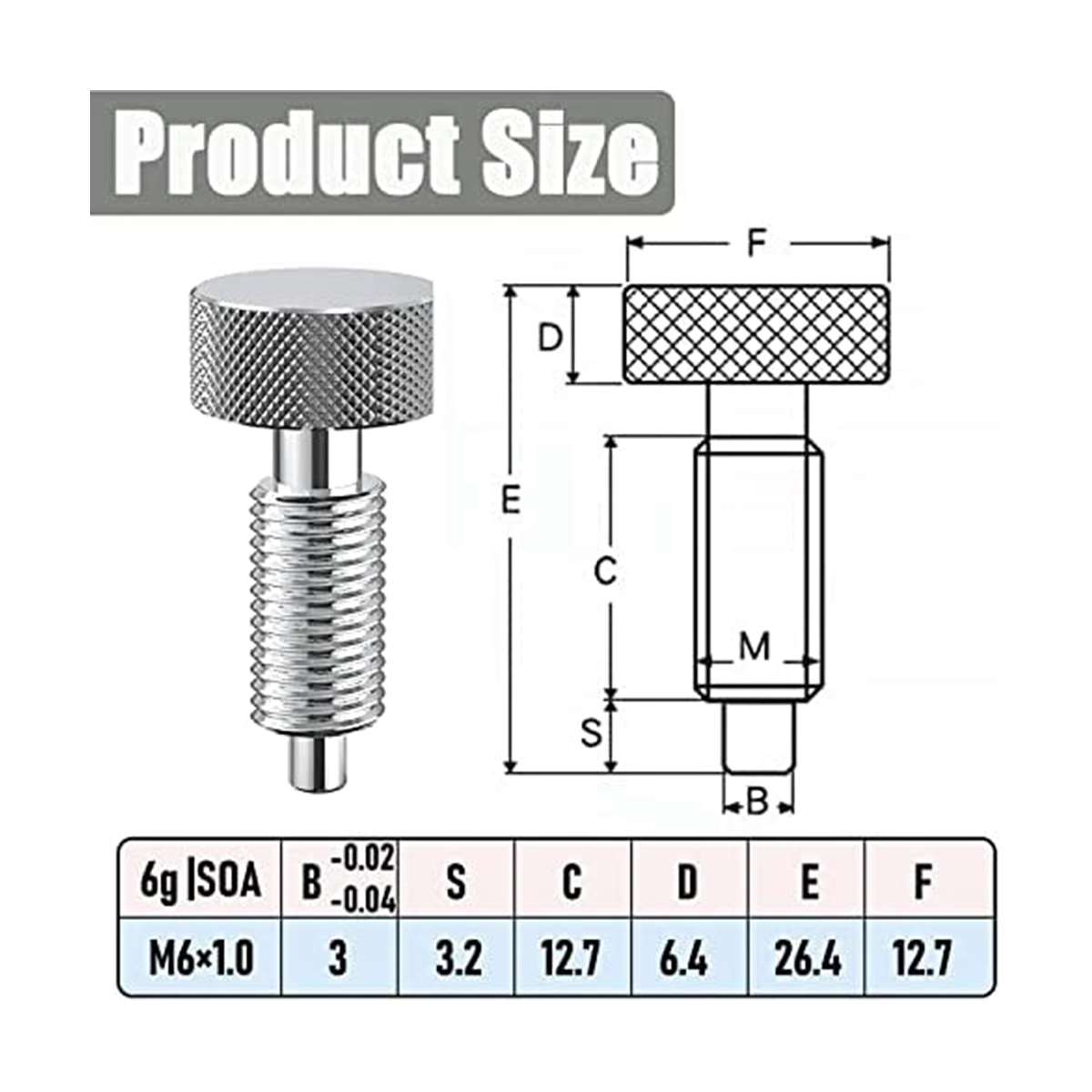 4 PCS Hand Retractable Spring Plunger with Knurled Handle ,Lock Out M6 ...