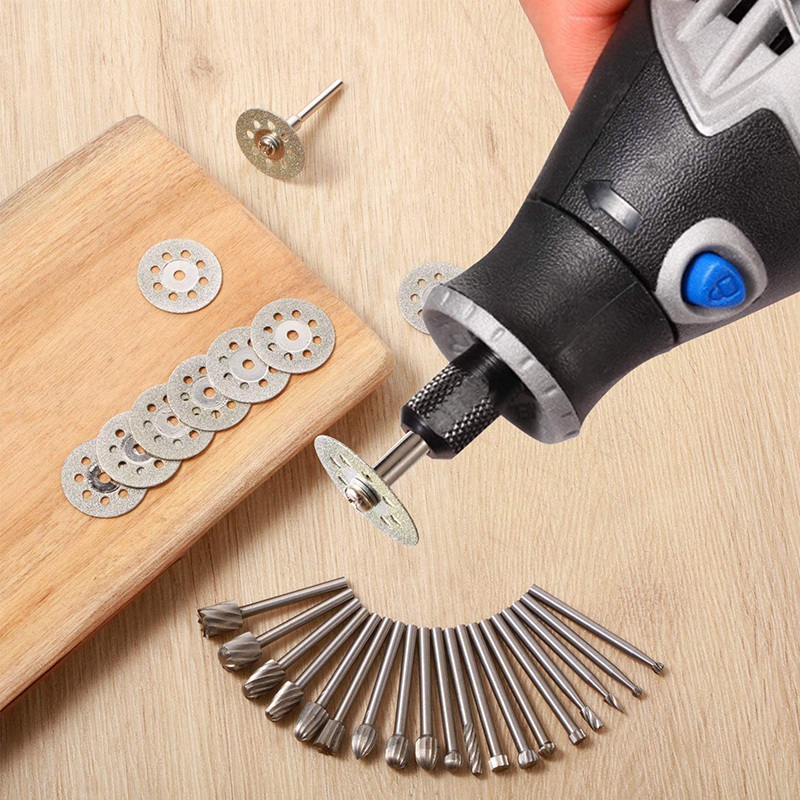 20Pcs Caide Rotary Burr Diamond Cutting Wheel Rotary Bit Burrs Set for ...