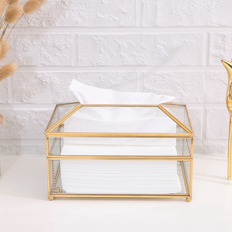 Practical Mirror Tissue Box Exquisite Glass Makeup Tissue Storage Box ...