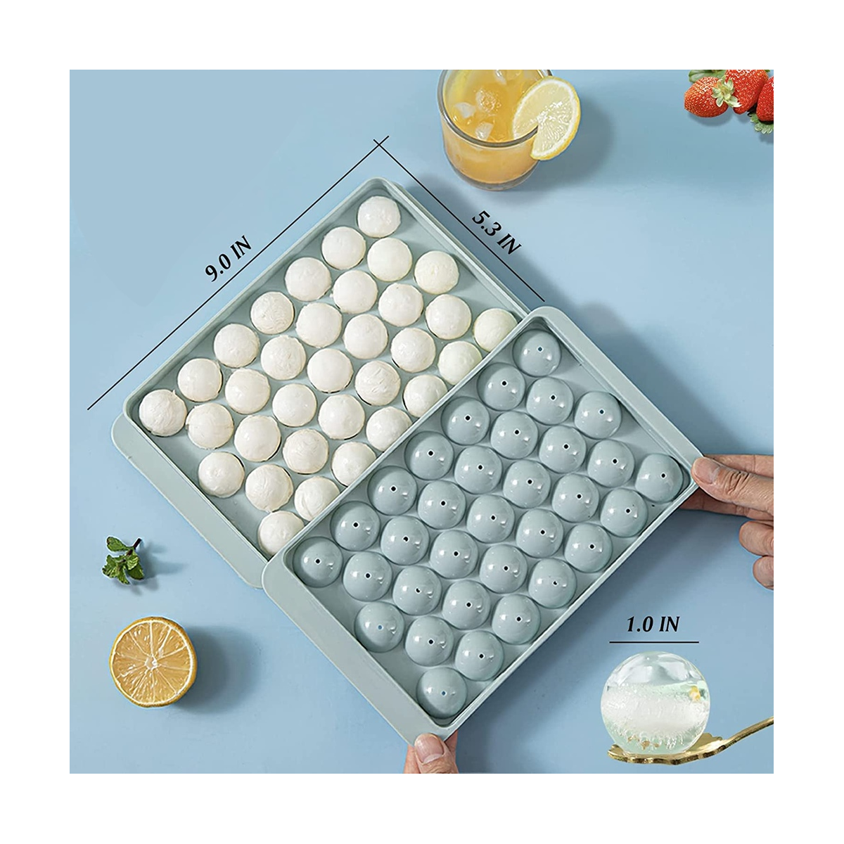 Round Ice Square Trays, Ice Ball Maker Mold for Freezer, Circle Ice ...