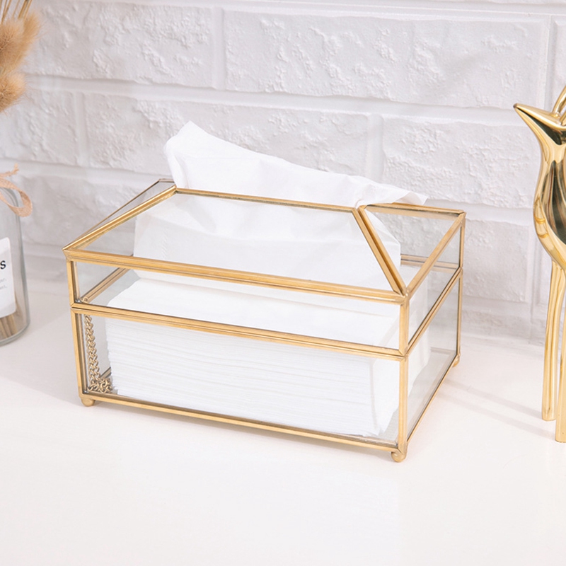 Practical Mirror Tissue Box Exquisite Glass Makeup Tissue Storage Box ...