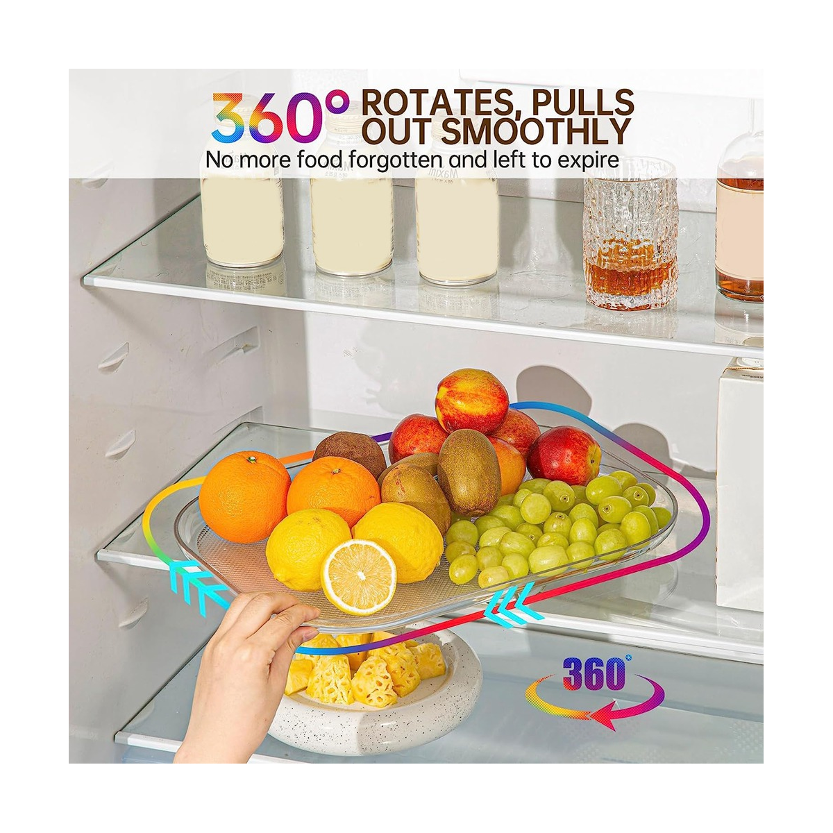 Turntable Organizer for Refrigerator, Clear Square Fridge Organizer ...