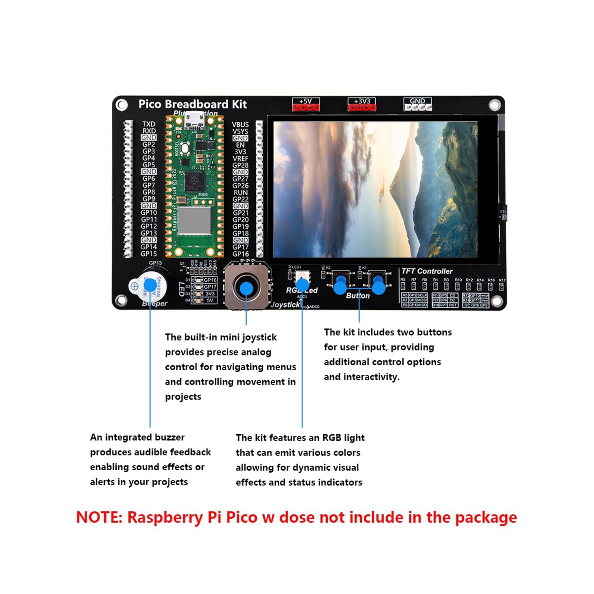 For Pico/Pico W GPIO Expansion Module with 3.5 Inch Touch Screen ,RGB ...