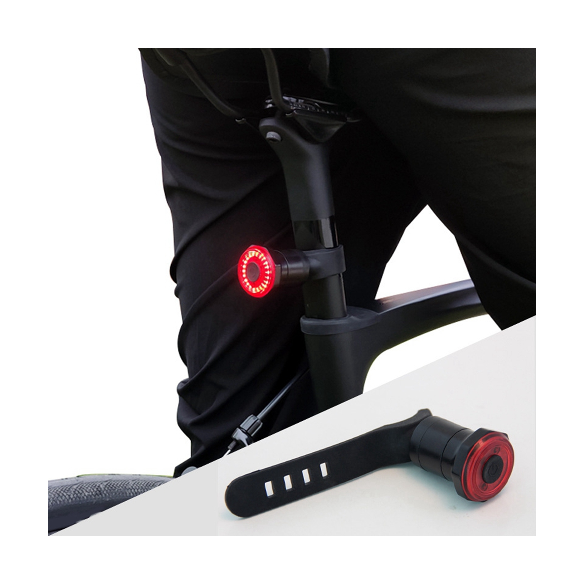 Smart Brake Tail Light USB Charging Road Bike Mountain Bike Night ...