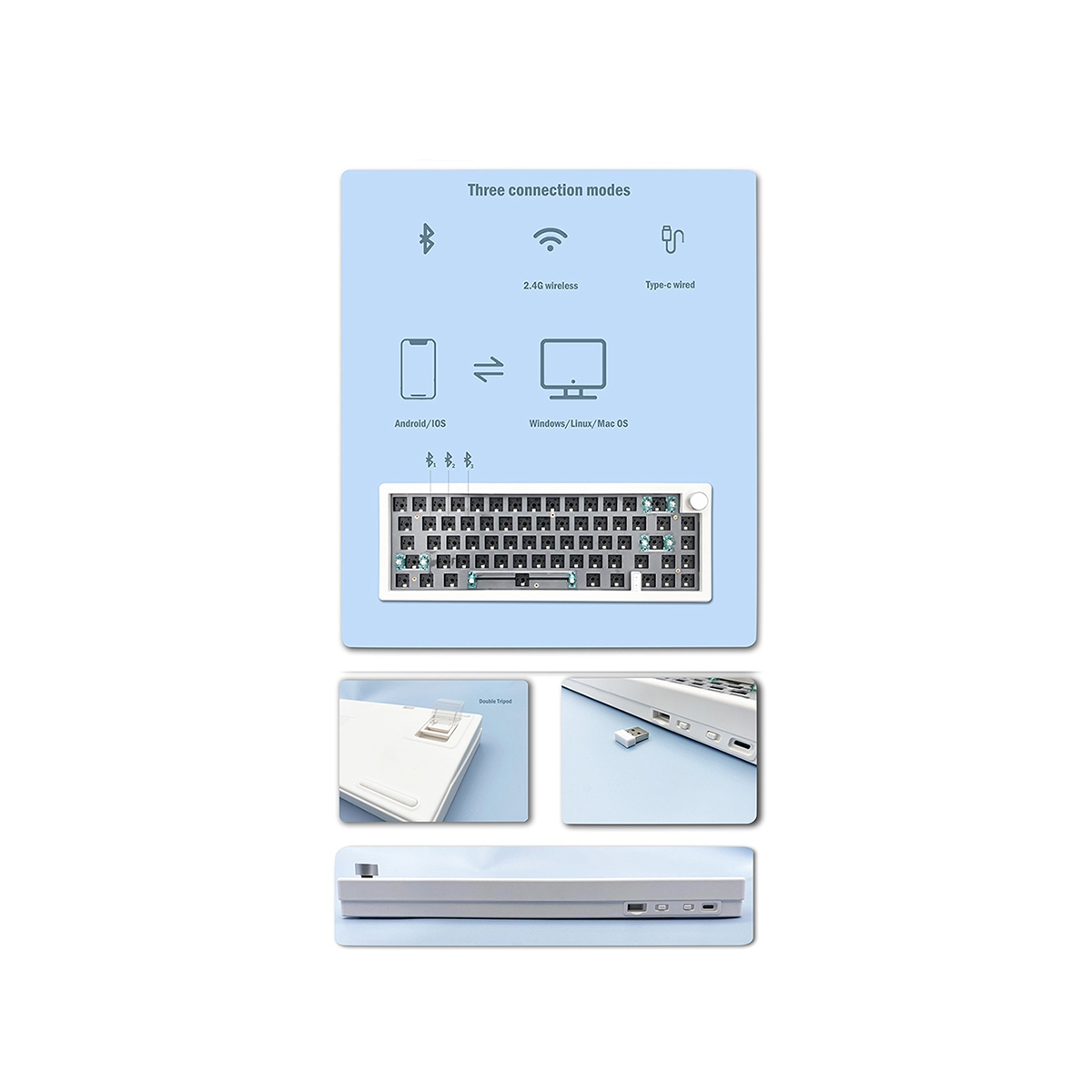GMK67 Hot Swappable RGB Backlight Mechanical Keyboard Kit Bluetooth 2 ...