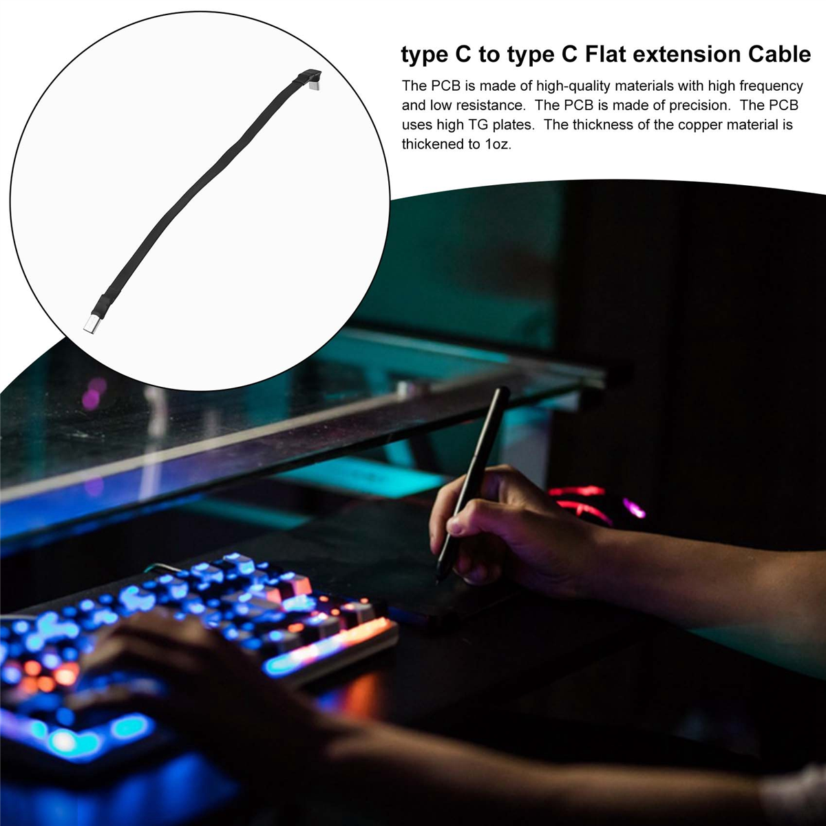 USB 3.1 Type C to Type C Extension Cable 90 Degree Adapter FPC FPV ...