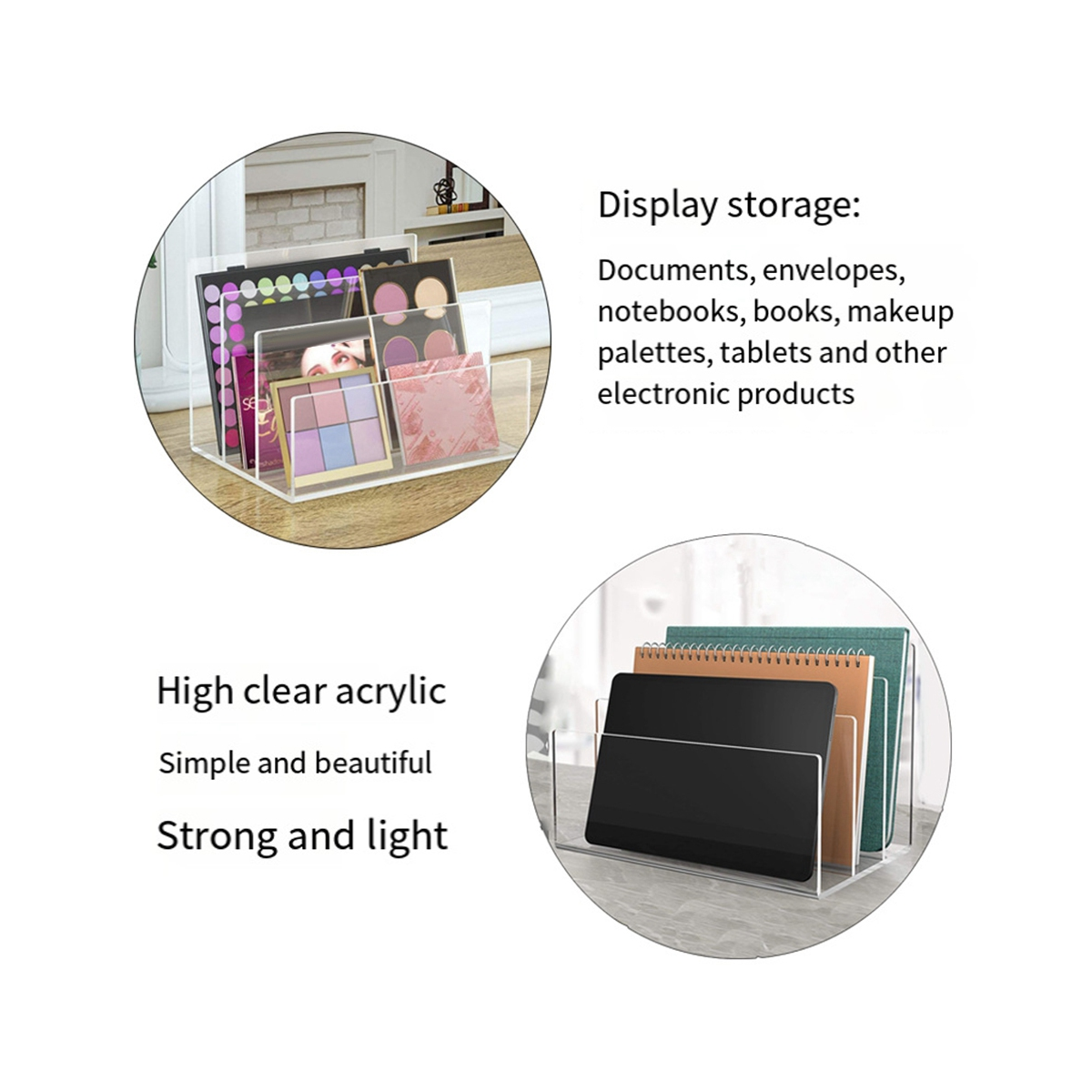 Clear Acrylic File Holder 3 Sections Vertical Desktop Organizer Office ...