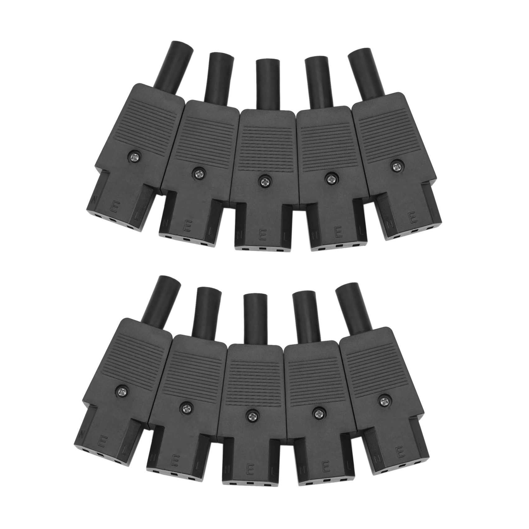 10pcs Iec 320 C13 Female Plug Adapter 3pin Socket Power Cord Rewirable