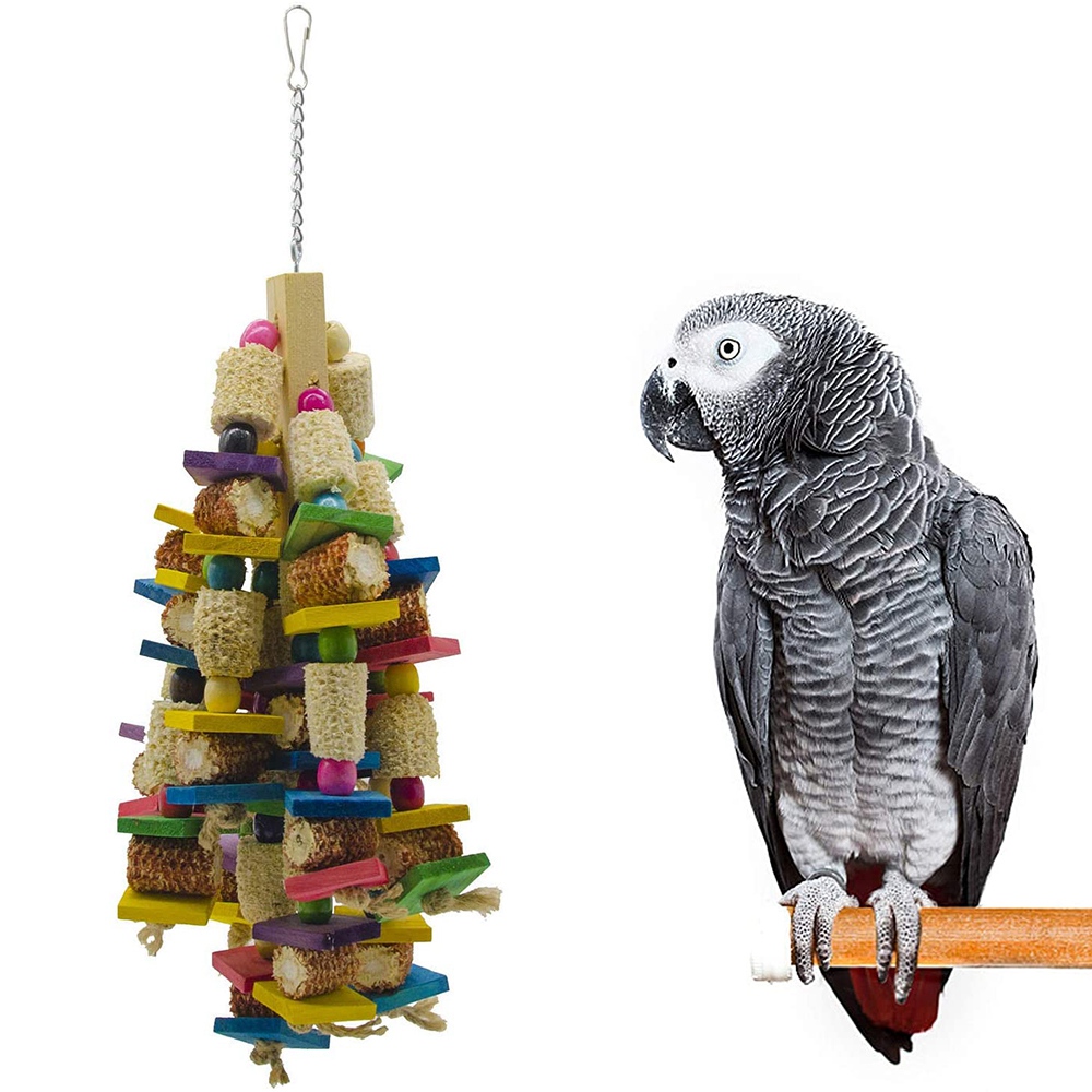 Parrot Pile Up Ebaokuup Bird Block Knots Tearing Toy -Natural Corn Cob ...