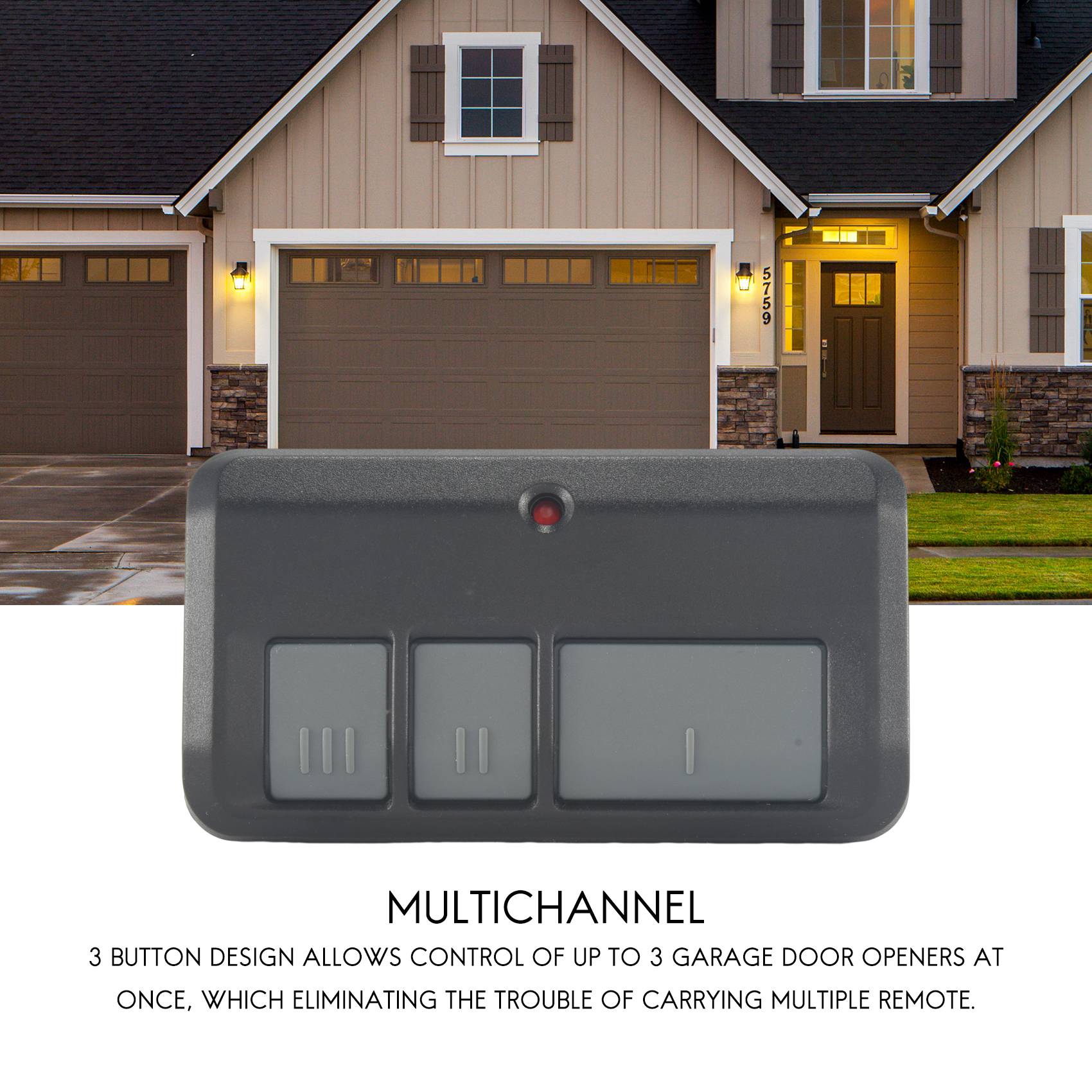 Garage Door Opener Remote Universal, Replacement for , 3-Button Remote ...