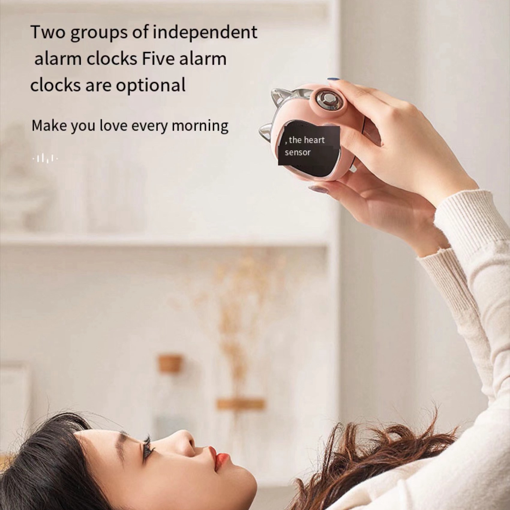 LED Digital Smart Alarm Clock Night Light Wake-Up Wireless White ...