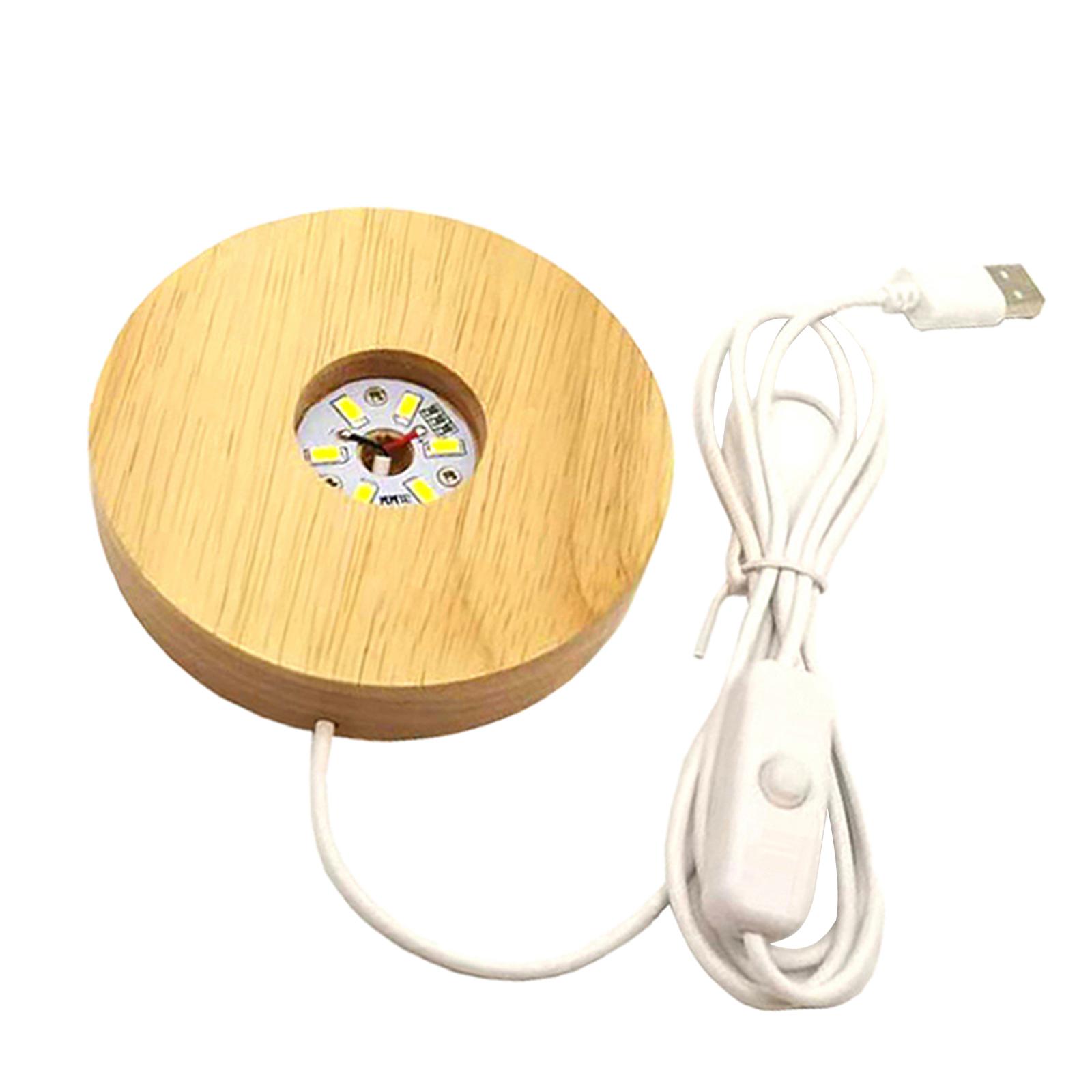 LED Night Lamp Base, Wooden Lights Display Holder USB Powered Base ...