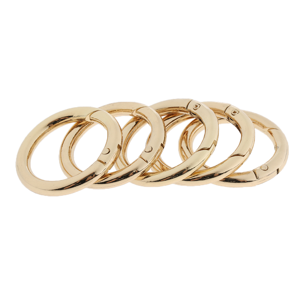 5x Alloy Round Carabiners Clips Spring Snap Hooks Buckles Camping Gold ...