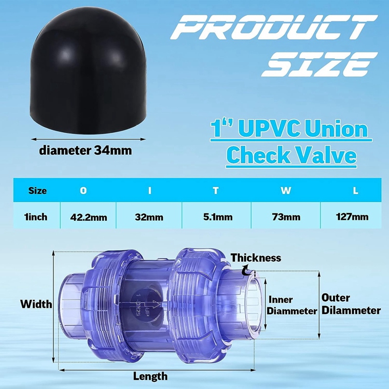Clear UPVC Check Valve True Union Swing Check Valves Backflow Valve ...