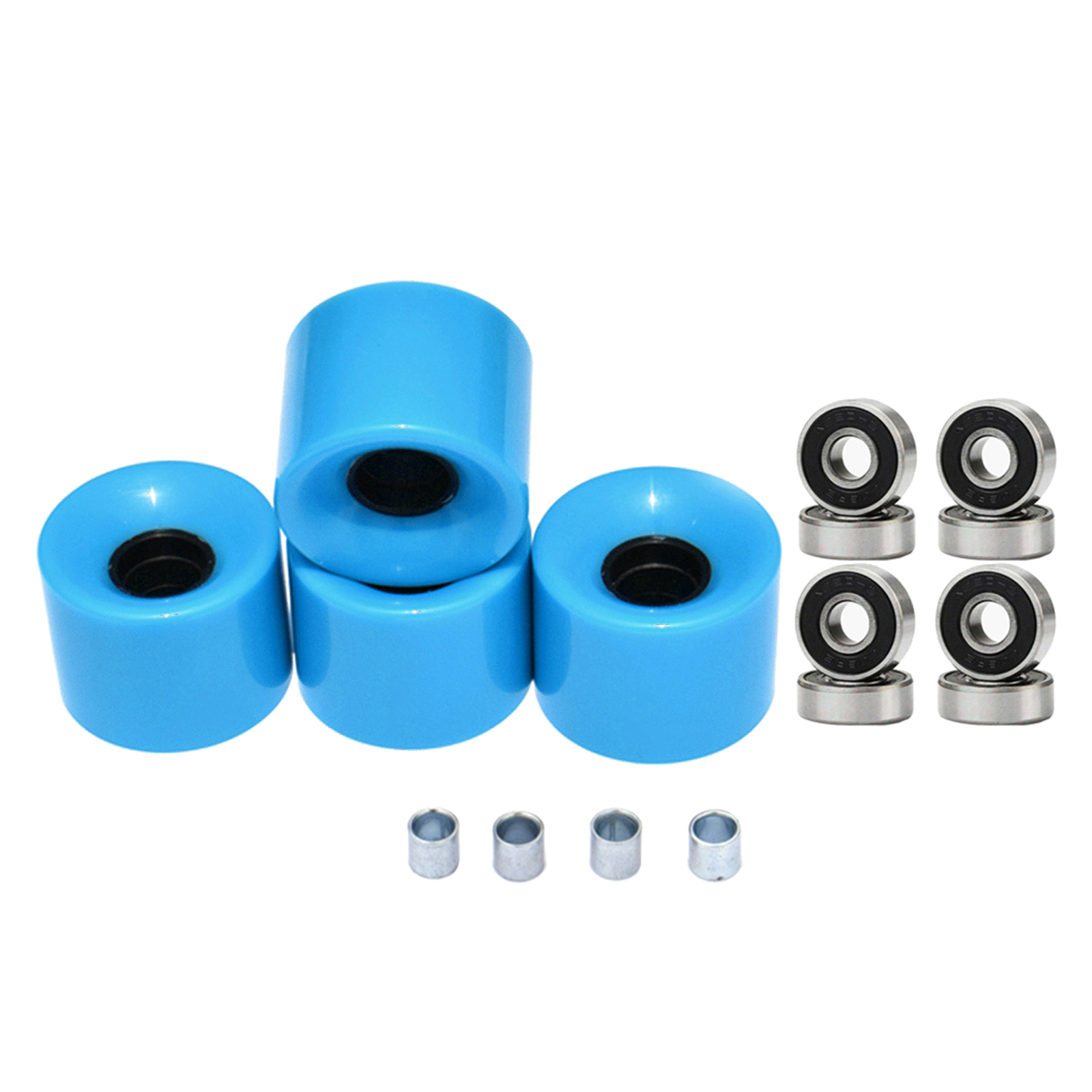 Skateboard Wheels with Bearings 60mm Wheels Set of 4 Blue Black Cover ...