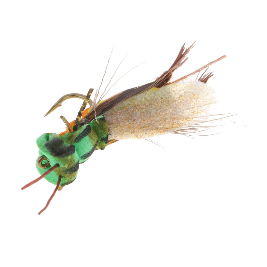 2pcs Floating Fly Fishing Flies Handmade Grasshopper Dry Flies Insect ...
