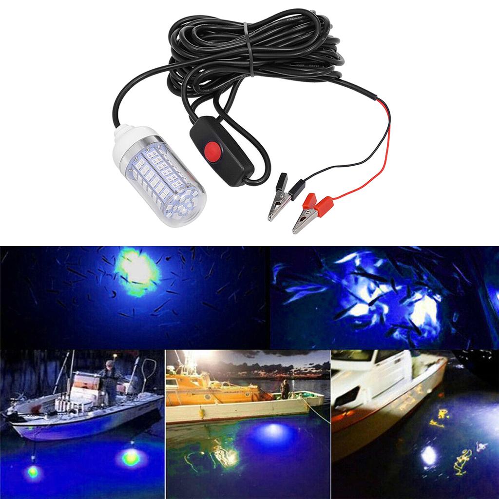 12V Underwater LED Light Submersible Fishing Light for Night Lamp Blue ...