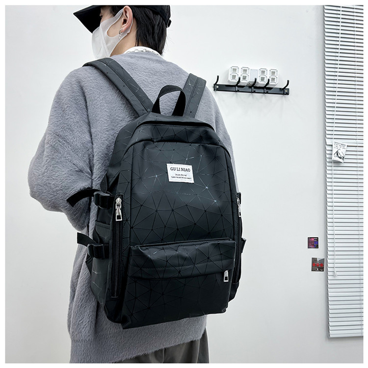 2023 fashion pu coated geometric backpack new student backpack female ...