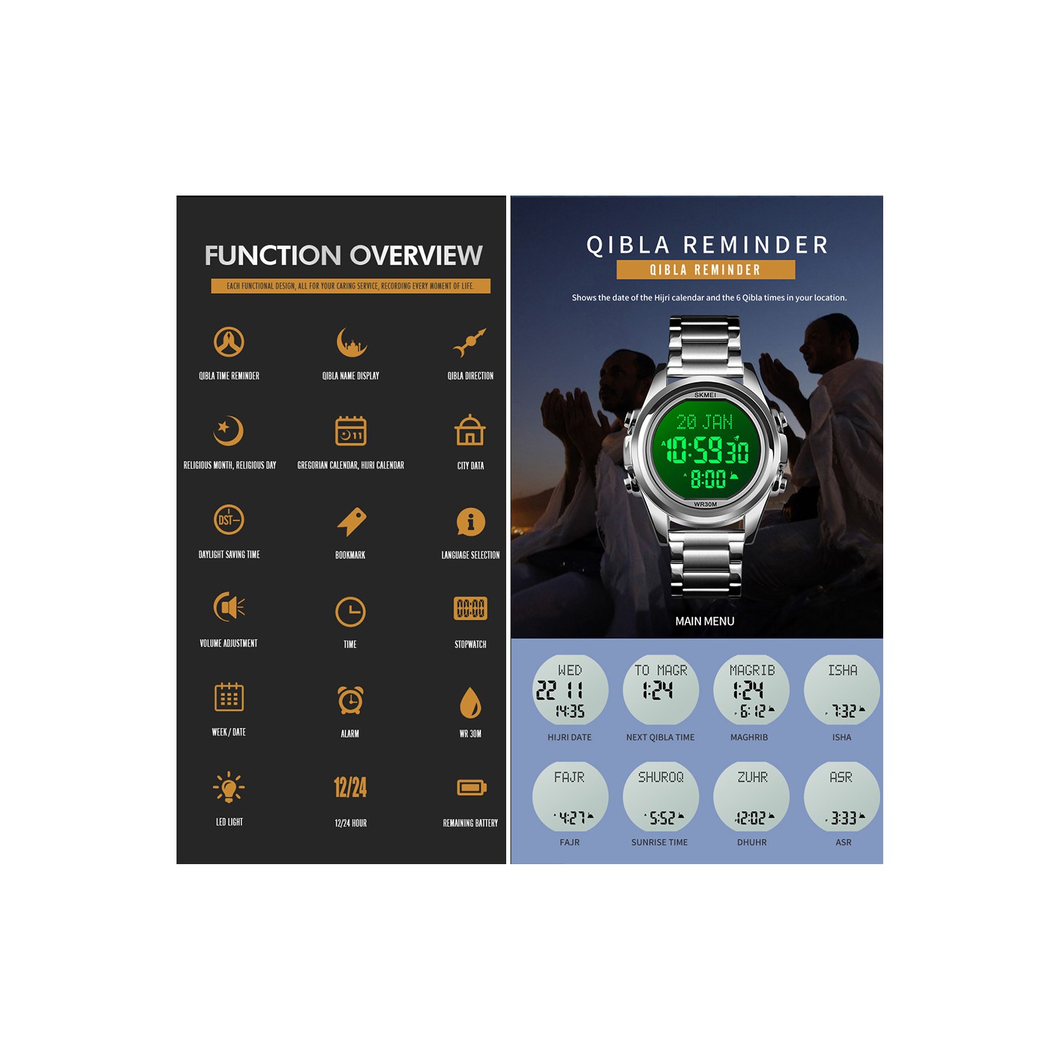 Digital watch with qibla indicator - Hepsiburada Global