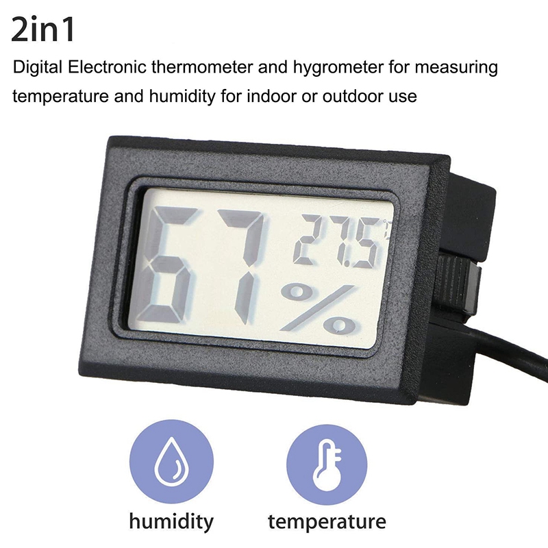 2 Pcs Digital Thermometer Hygrometer, Hygrometer Thermometer Mini Probe ...