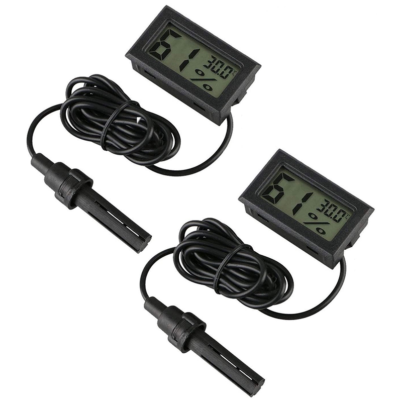 2 Pcs Digital Thermometer Hygrometer, Hygrometer Thermometer Mini Probe ...