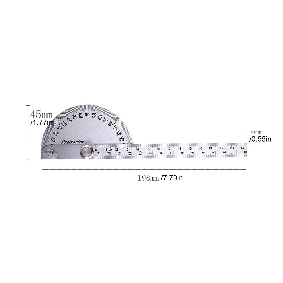 0-180 Degrees Simple Angle Ruler Round Head Rotary Stainless Steel ...