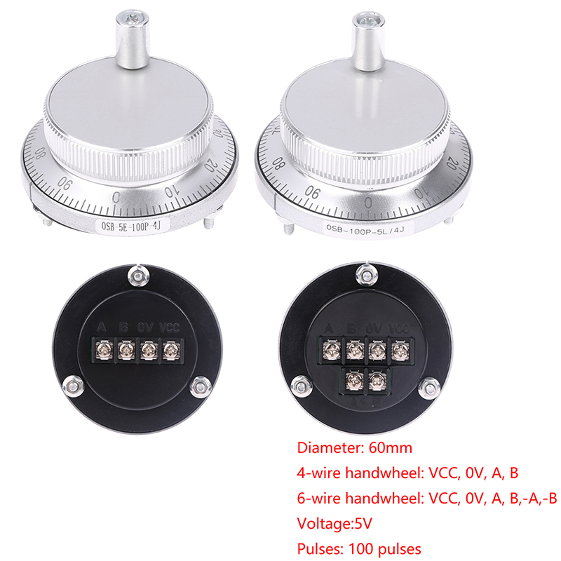 Handwheel CNC Pulser 60mm 5V 4/6Pins Manual Pulse Machine Rotary ...