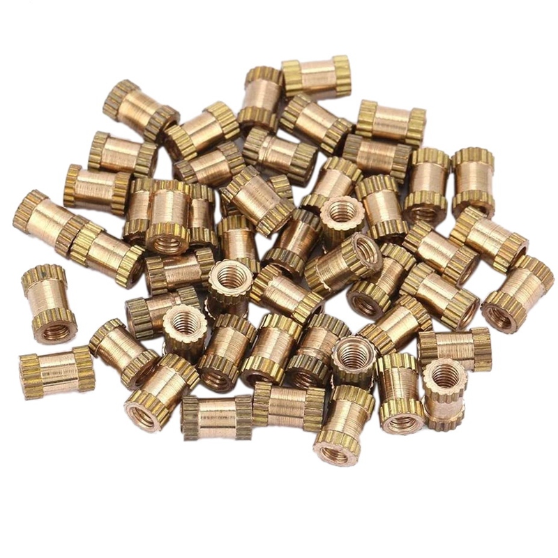 50Pcs Female Thread Knurled Nuts Round Injection Molding Brass Threaded ...