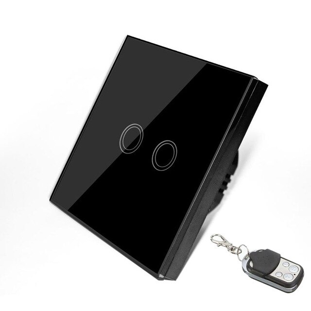 EU Standard smart remote control switch 2 gang 1 way home wall light ...