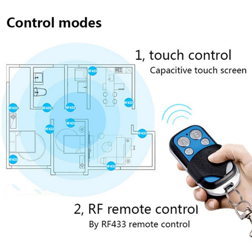 EU Standard smart remote control switch 2 gang 1 way home wall light ...