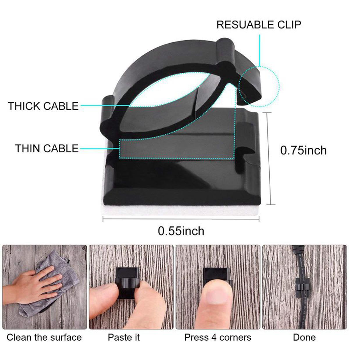 Adhesive clips for cable store