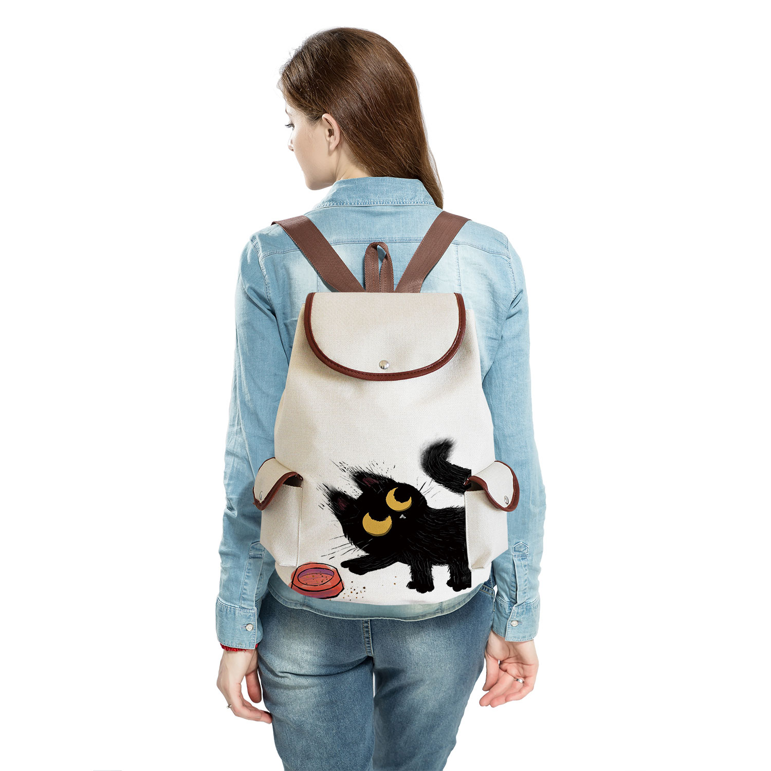 sj5136 Cat Fashion Cute Animal Portable Student Book Bag Minimalist ...