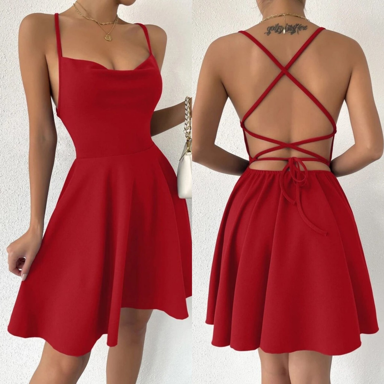 Janes Womens Shoulder Strap Rope Detail Full Back Low Cut Mini Dress Hepsiburada Global