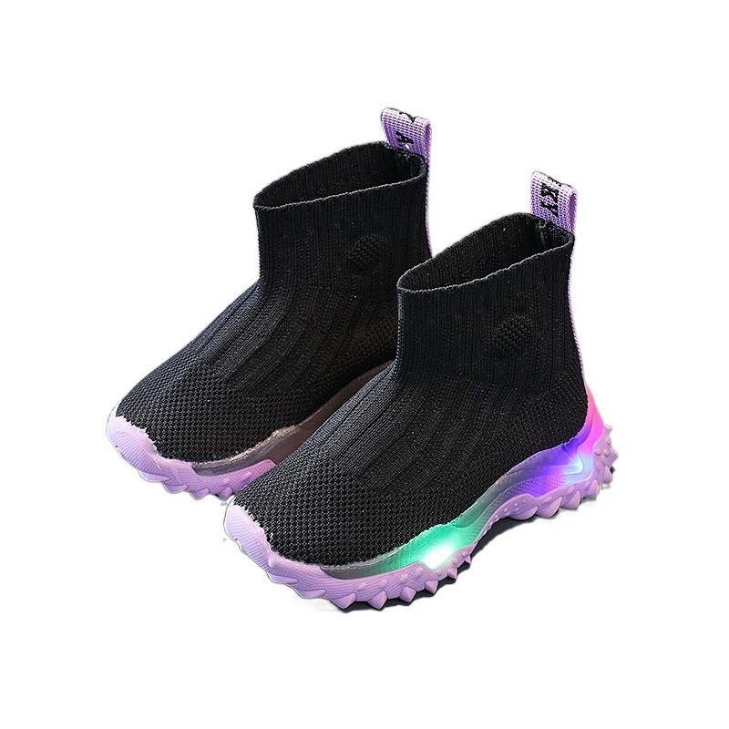 Children's luminous shoes flying woven casual shoelace lights ...