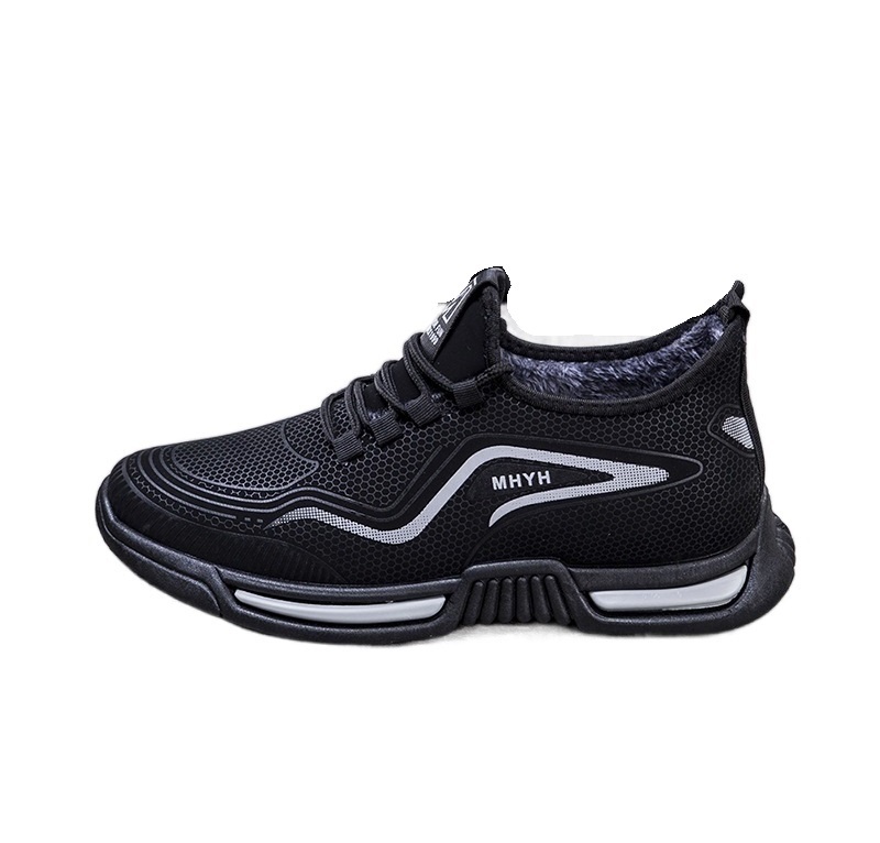 Mens Fleece Warm Thick Wear Resistant Soft Bottom Low Top Running Sports Casual Shoes