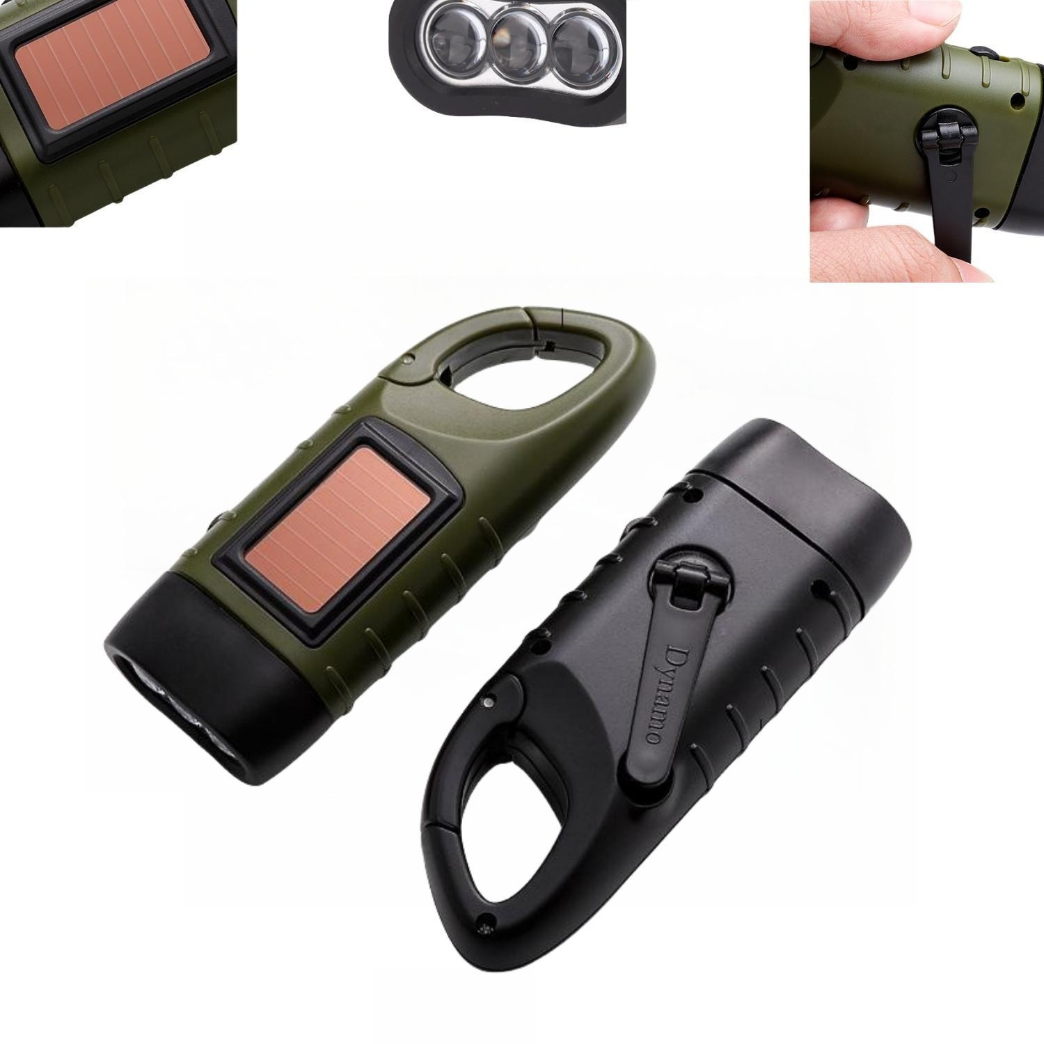 Outdoor hand crank power led glare solar hand rechargeable flashlight ...