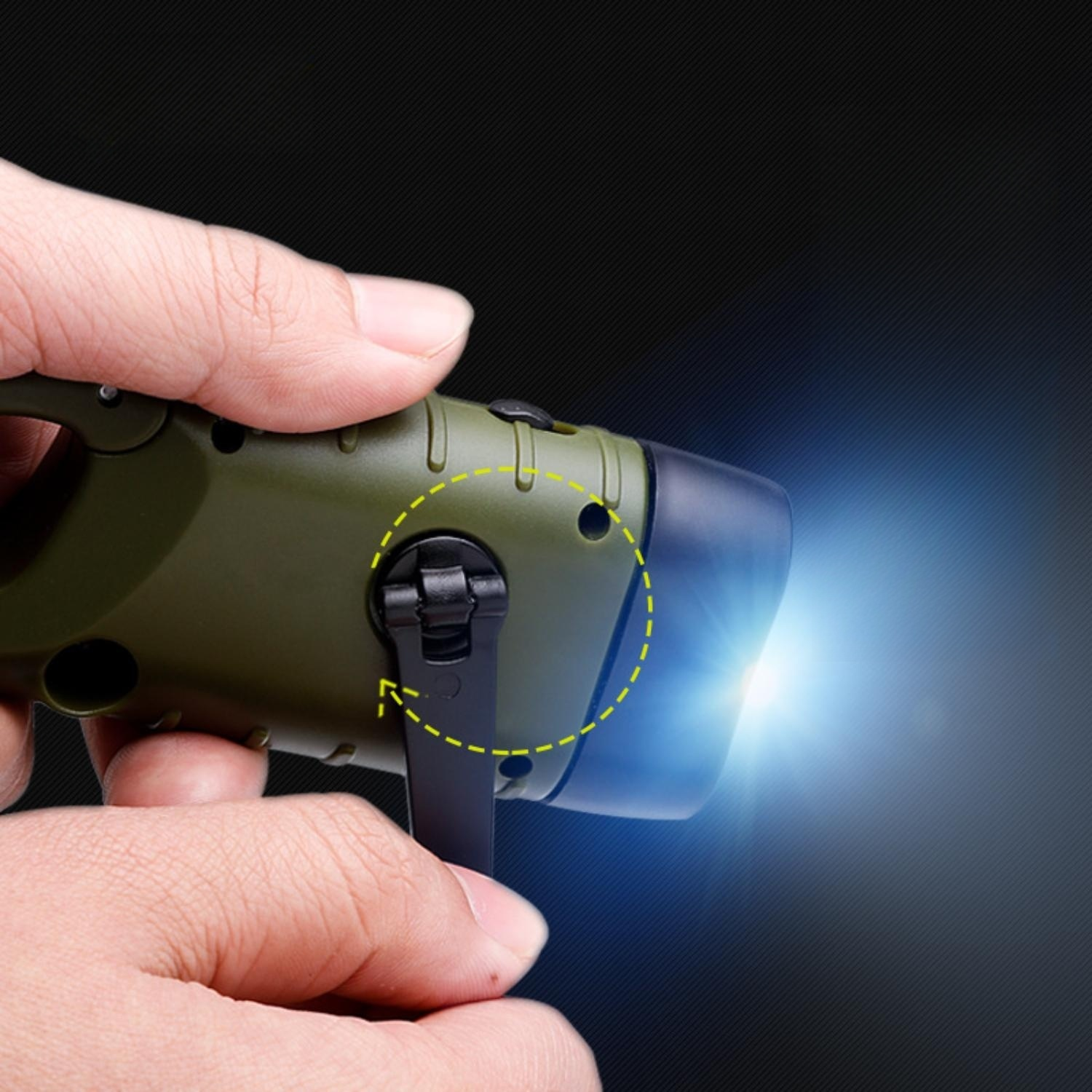 Outdoor hand crank power led glare solar hand rechargeable flashlight ...