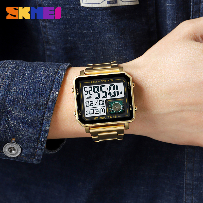 Fashionable Business Multifunctional Square Men's Watch Dual Time Large ...