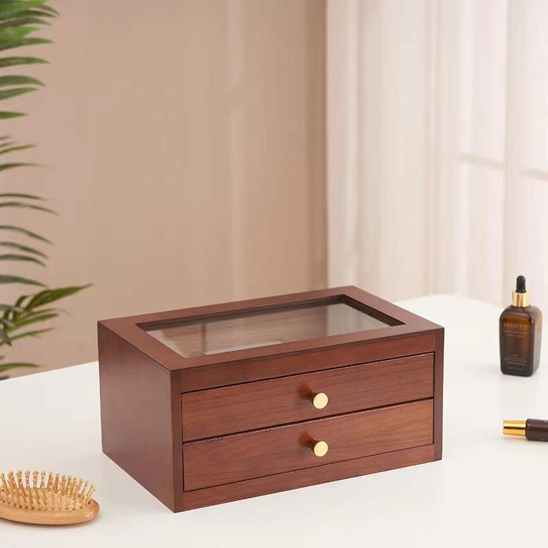 Solid wood double layer retro jewelry box exquisite jewelry storage box ...