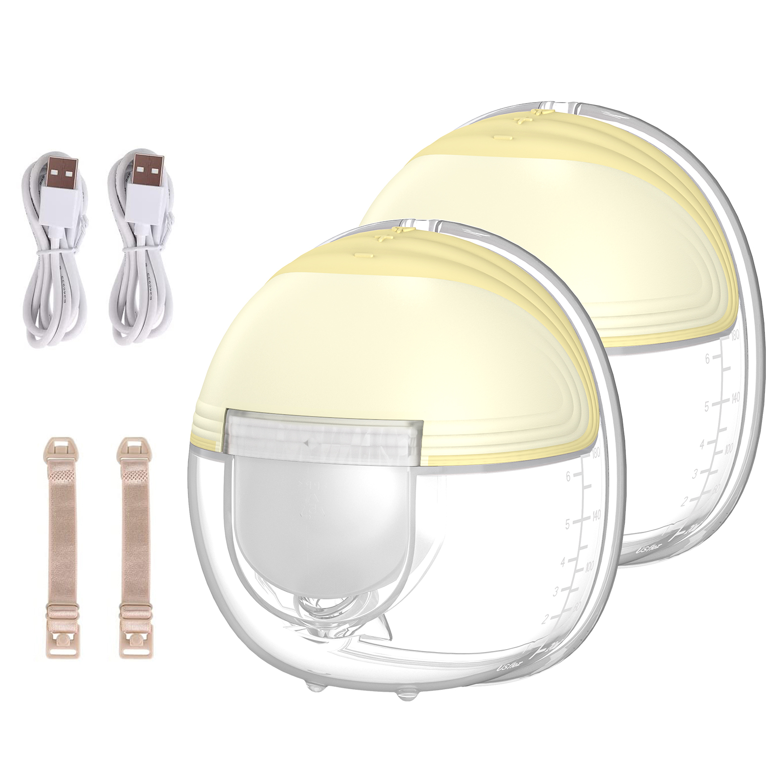 2pcs Invisible Wearable Breast Pump Portable Hands Free Electric ...